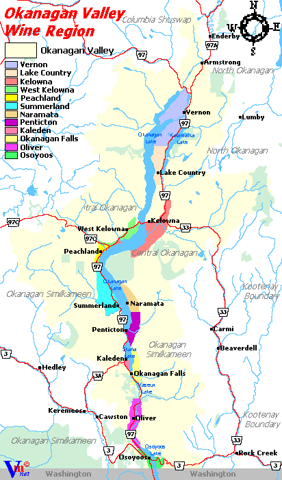 Map of Wine Regions in the British Columbia